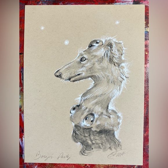Artettina | Art | Original Borzoi Dog Painting Art Surreal Ladybug ...